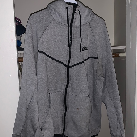 Nike | Sweaters | Nike Tech Jacket Fleet Grey Used | Poshmark